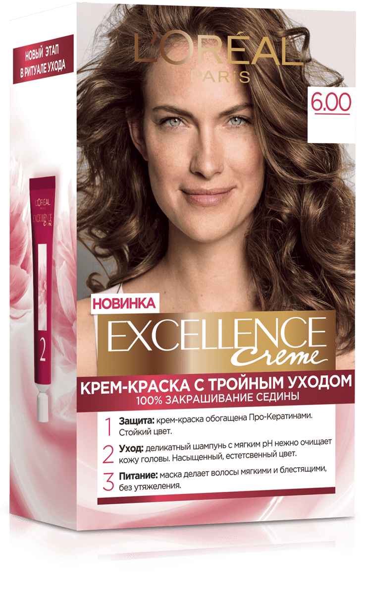 Краска для волос L'Oréal Paris Excellence Crème оттенок 6.00 Глубокий ...