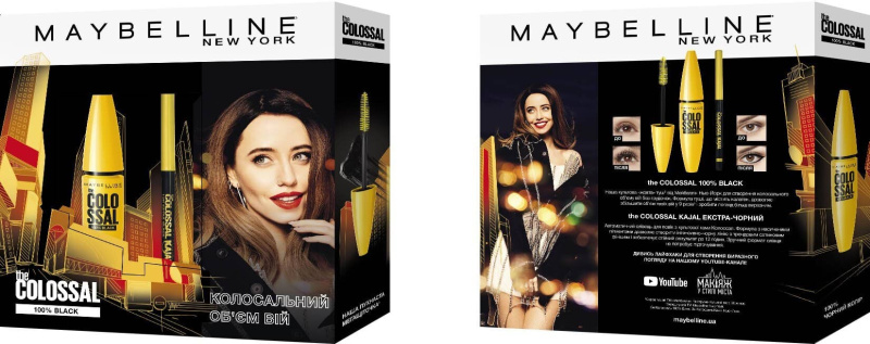 Набір Maybelline New York Туш для вій The Colossal 100% Black 10,7 мл ...
