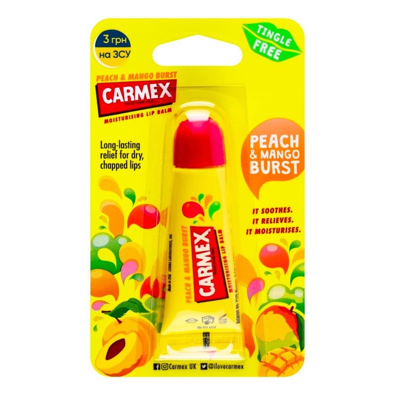 Бальзам для губ в тубе Carmex Манго и Персик Peach&Mango, 10 г - купить ...